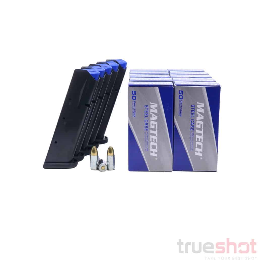 BUNDLE DEAL: 5 Black 17 Round Mec-Gar CZ-75 Mags and 500 Rounds of Amm ...
